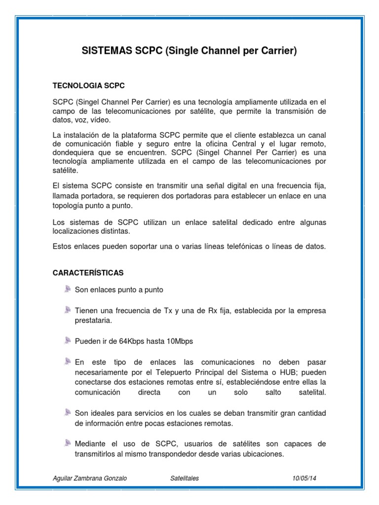 Tecnología SCPC en Telecomunicaciones | PDF | Satélite de ...
