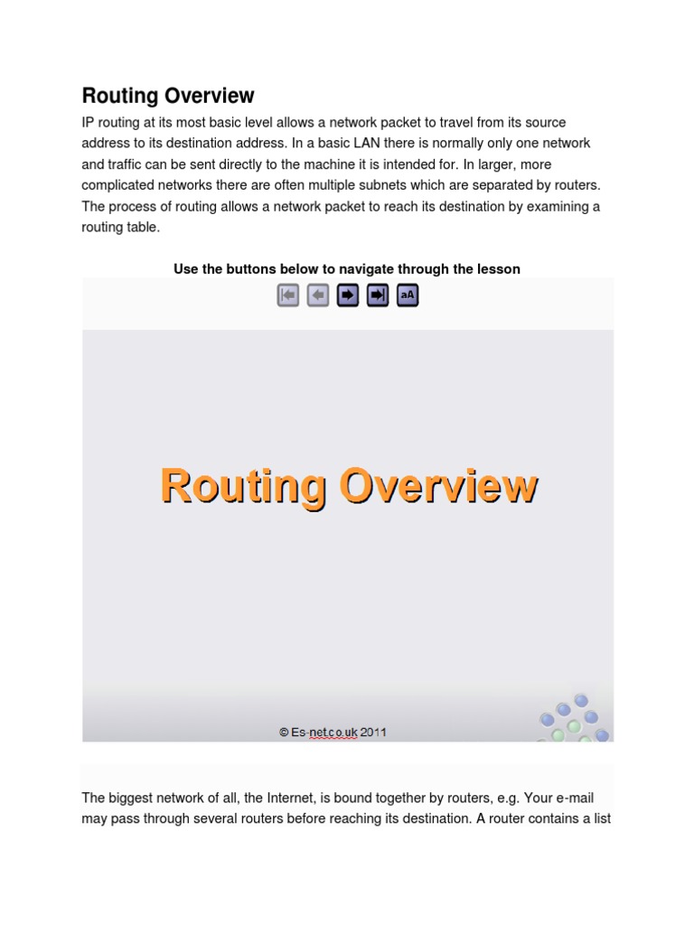 Routing Overview | PDF | Routing | Computer Network