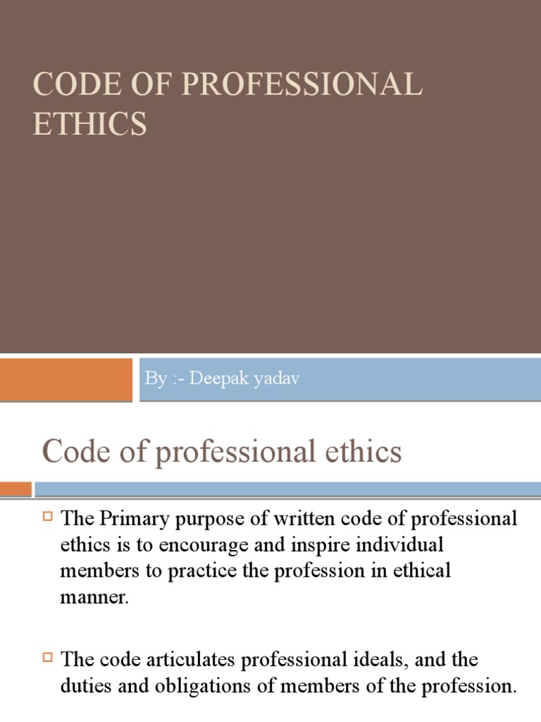 Code of Professional Ethics | PDF | Bribery | Stereotypes