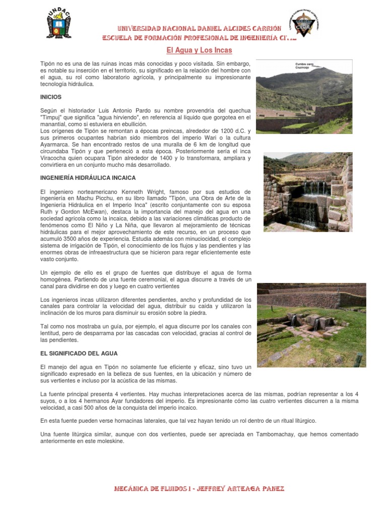 El Agua y Los Incas | Imperio Inca | Ingeniería hidráulica