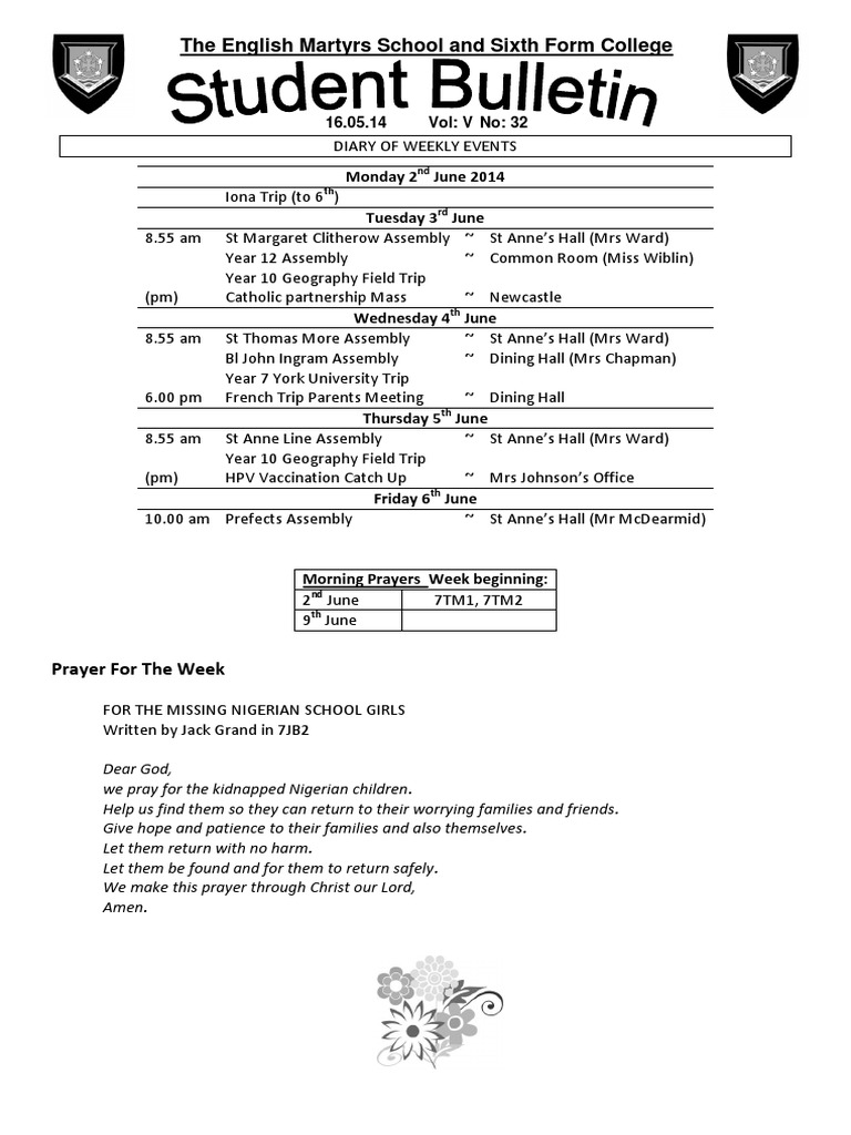 Student Bulletin | PDF | Sports | Schools