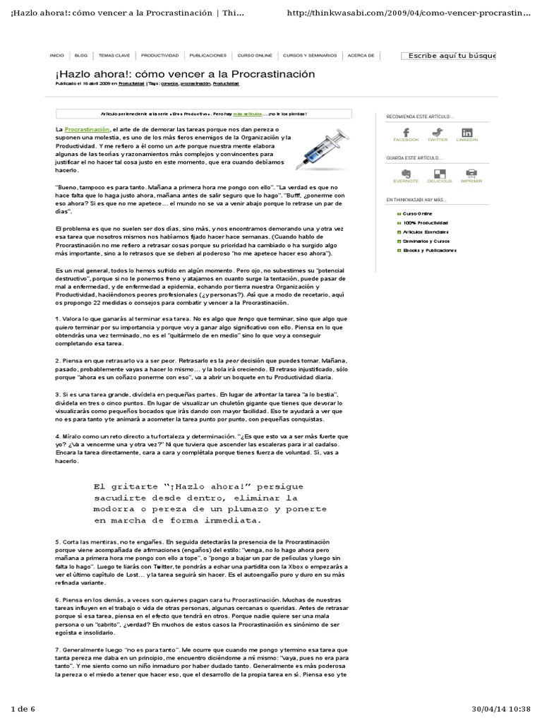 Hazlo Ahora PDF | PDF | Dilación | Habilidades profesionales