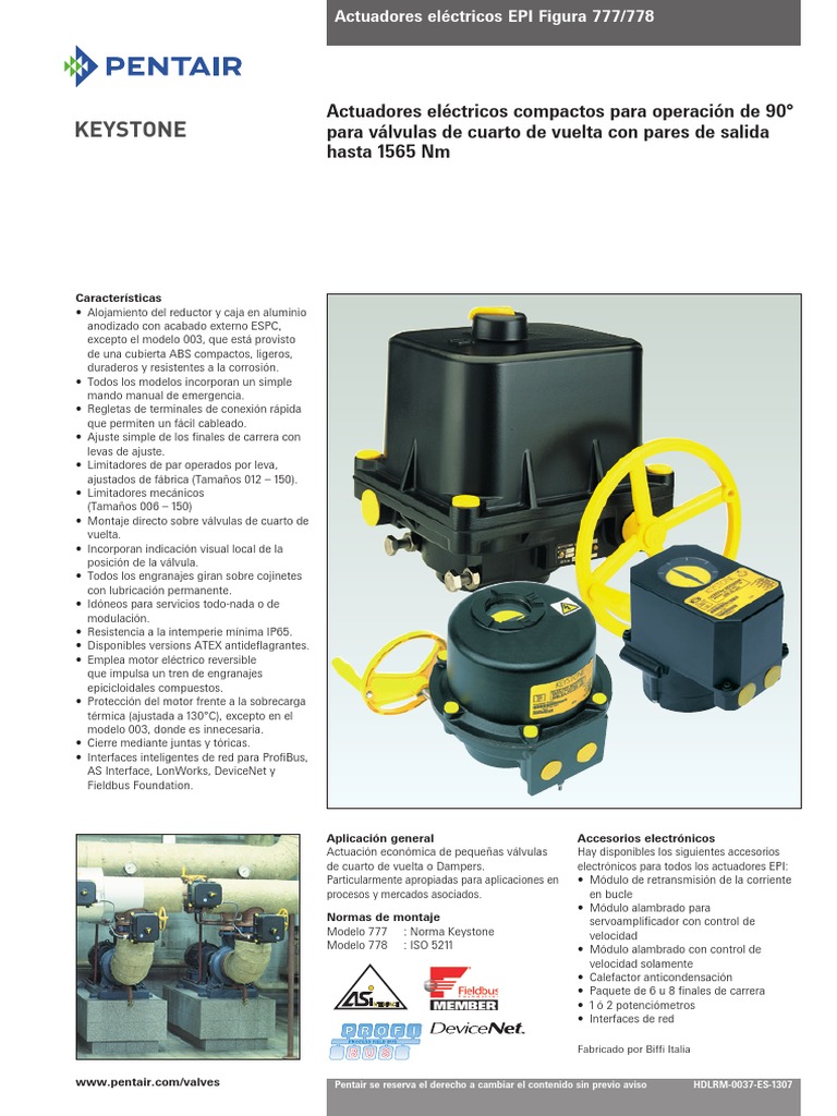 Actuador Keystone HDLRM 0037 Es | PDF | Relé | Engranaje