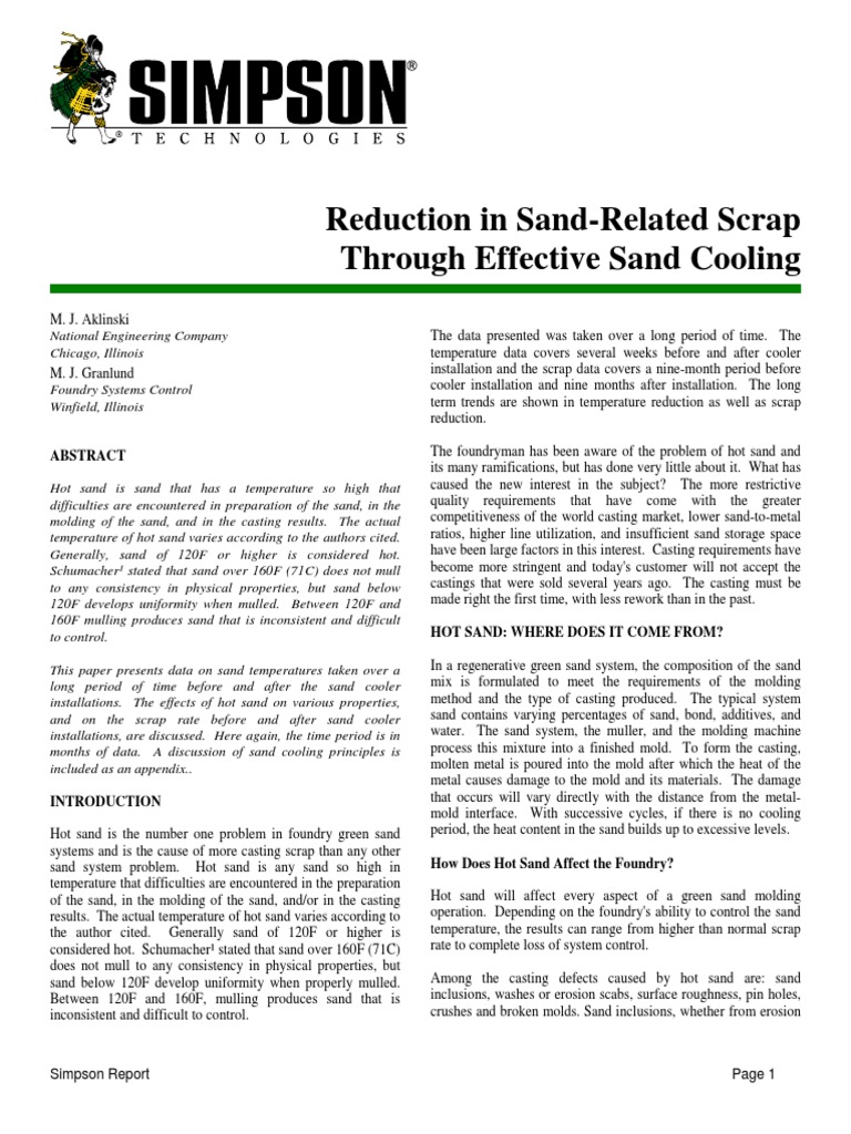 Effective Sand Cooling in Foundries | PDF | Casting (Metalworking ...