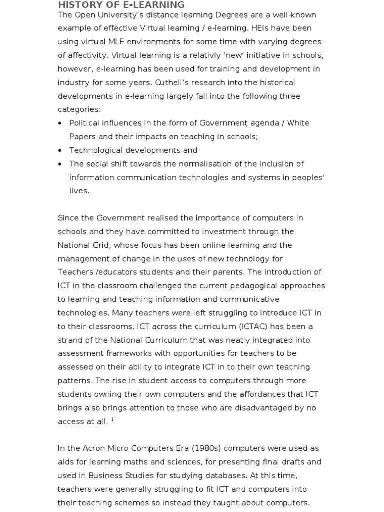 Evolution of E-Learning in Education | PDF | Educational Technology ...