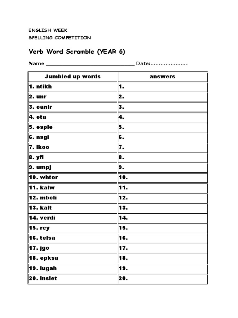 ENGLISH WEEK - Spelling Competition | PDF | Sports & Recreation ...