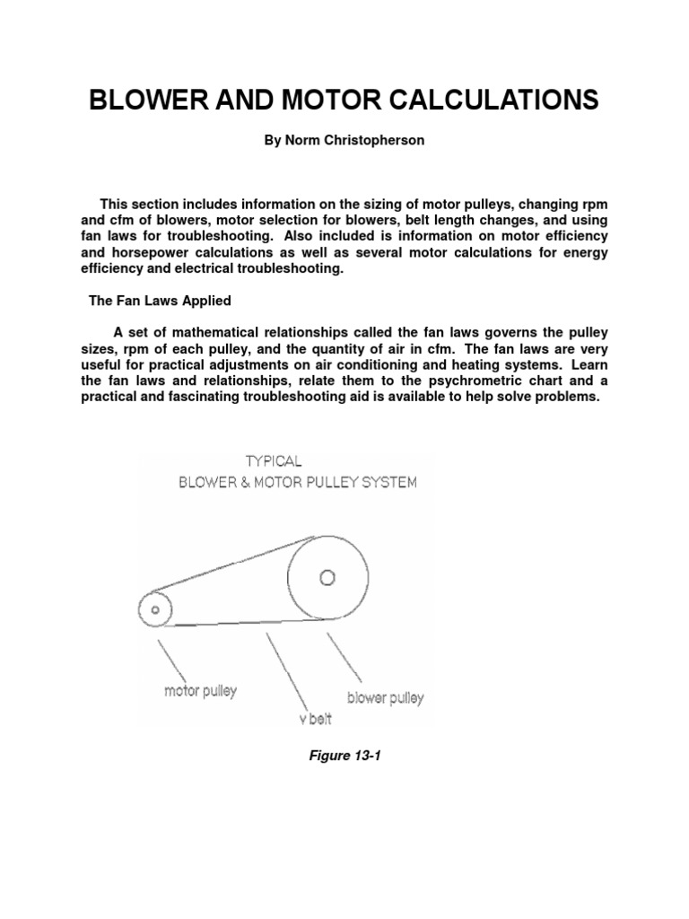 Blower and Motor Sizing Guide | PDF
