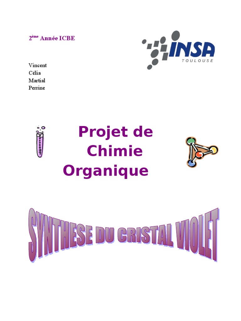 Synthèse et applications du cristal violet | PDF | Chimie physique ...