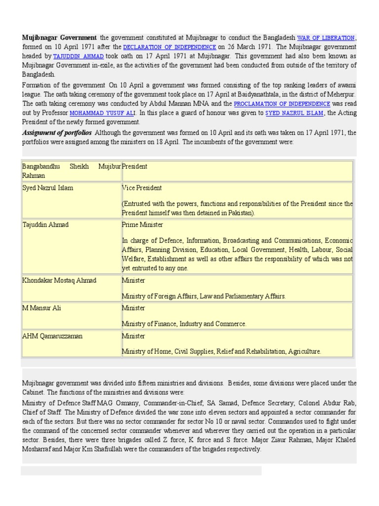 Mujibnagar Government 2003 | PDF | Bangladesh | Government
