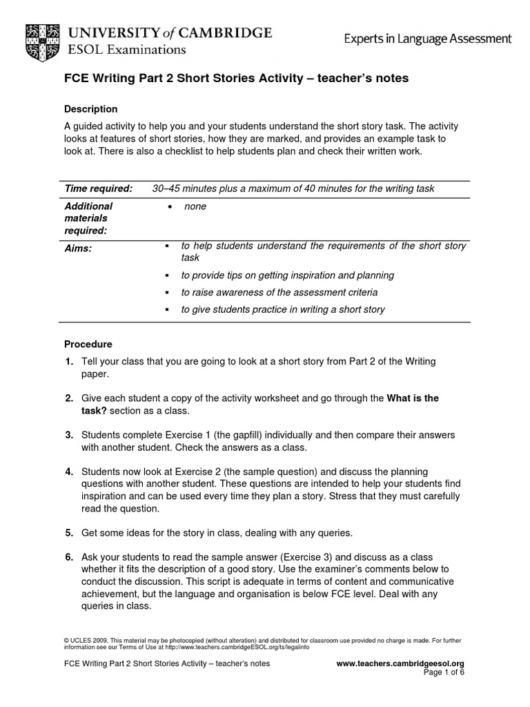 fce_writing_part_2_short_stories.pdf | Test (Assessment) | Verb