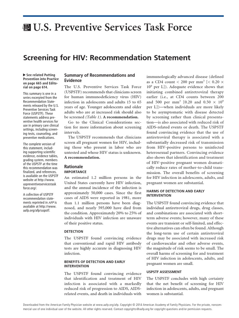 Hiv Task Force 2014 | PDF | Diagnosis Of Hiv/Aids | Hiv/Aids