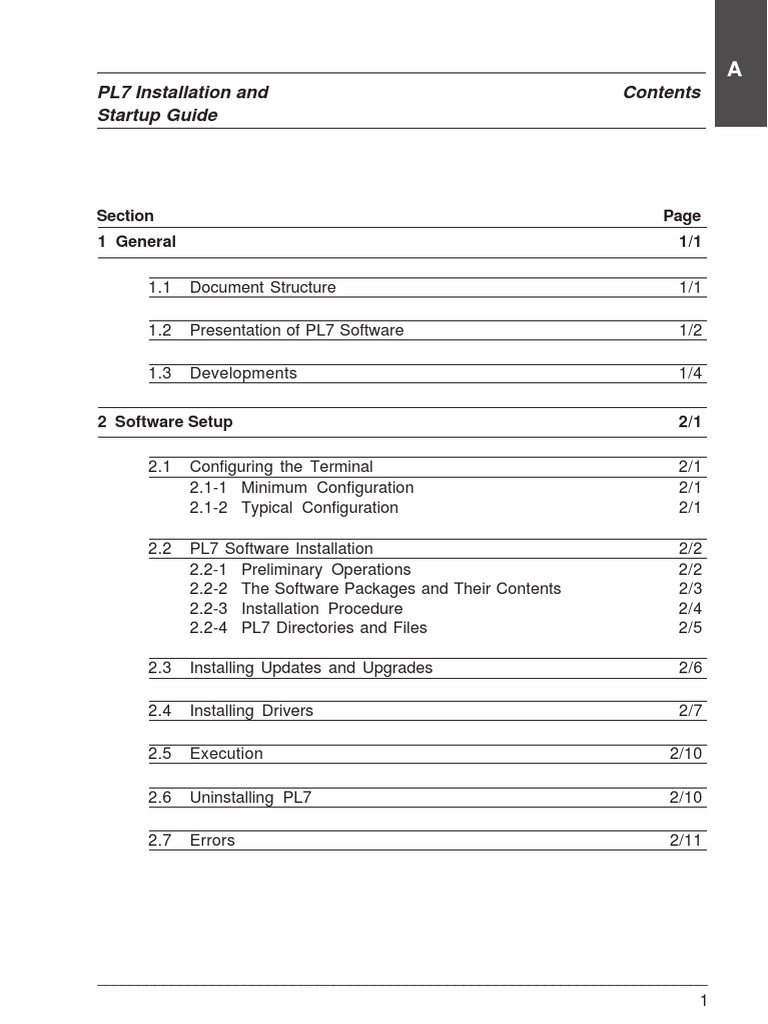 PL7 Installation Startup Guide | PDF | Subroutine | Programmable Logic Controller