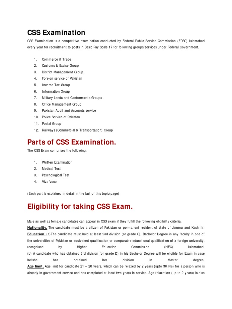 CSS Examination | PDF | Test (Assessment) | Psychology