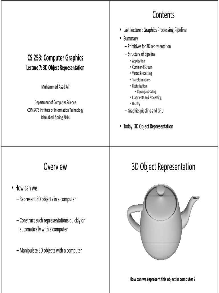 Computer Graphics Lec7 3D Object Representation | PDF | Vertex ...