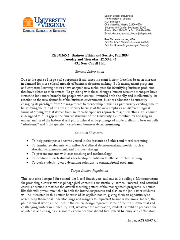 09RELG263.3 Fall Course Statement | PDF | University Of Virginia ...