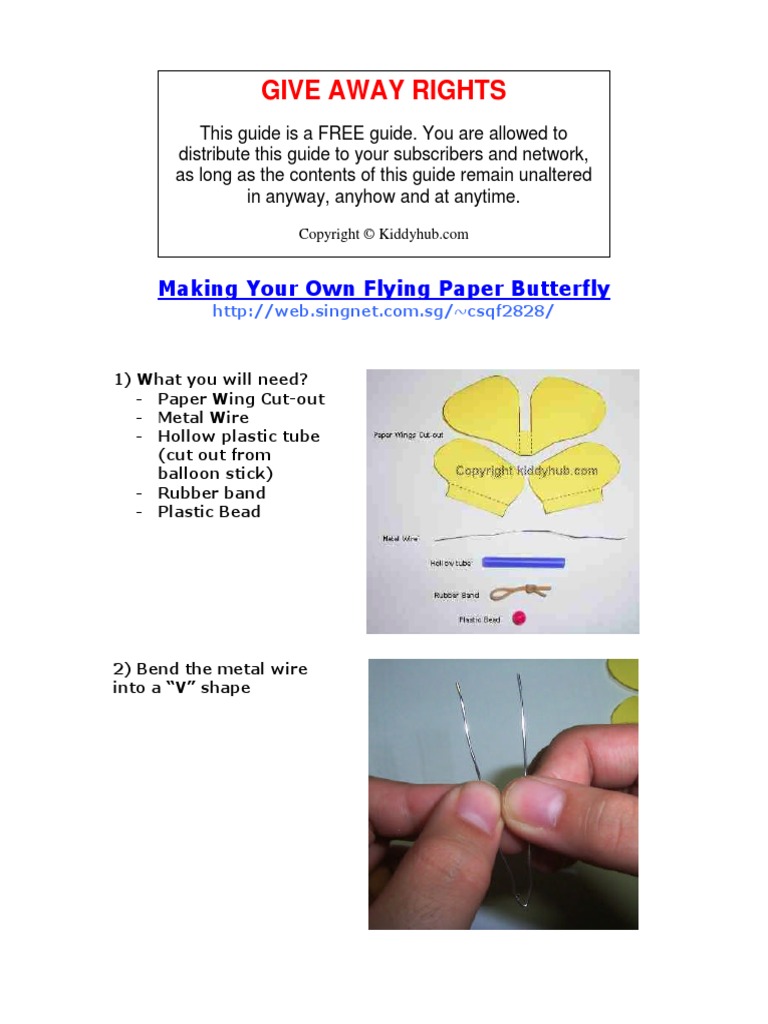 Making Your Own Flying Paper Butterfly | PDF | Wire | Adhesive