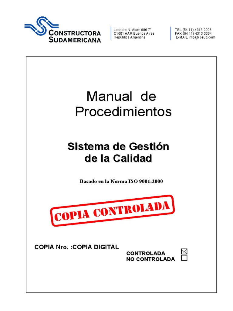 Manual de Procedimientos Gestion de Calidad - PDF Rev 2 | PDF | Gestión de la calidad | Calidad ...