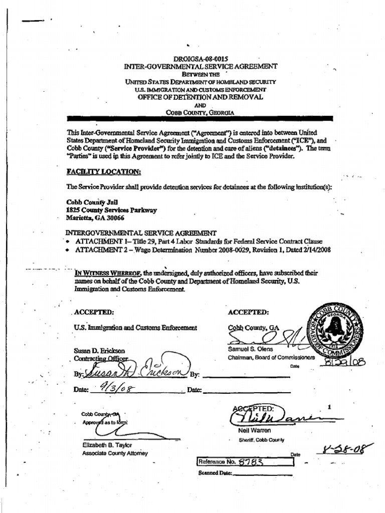 Cobb County Jail (Georgia) - Intergovernmental Service Agreement (IGSA) With ICE | PDF | U.S ...