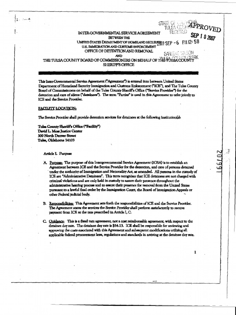 David L. Moss Justice Center (Tulsa County, Oklahoma) - Intergovernmental Service Agreement ...