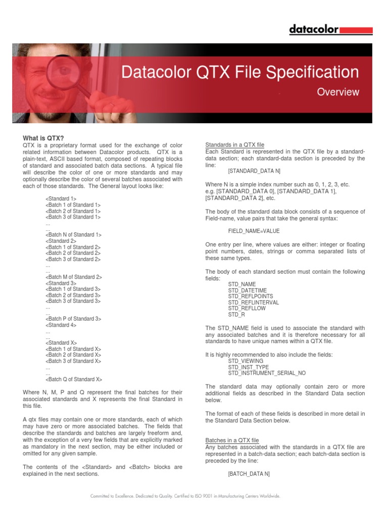 Datacolor QTX File Specification | PDF | File Format | Comma Separated ...