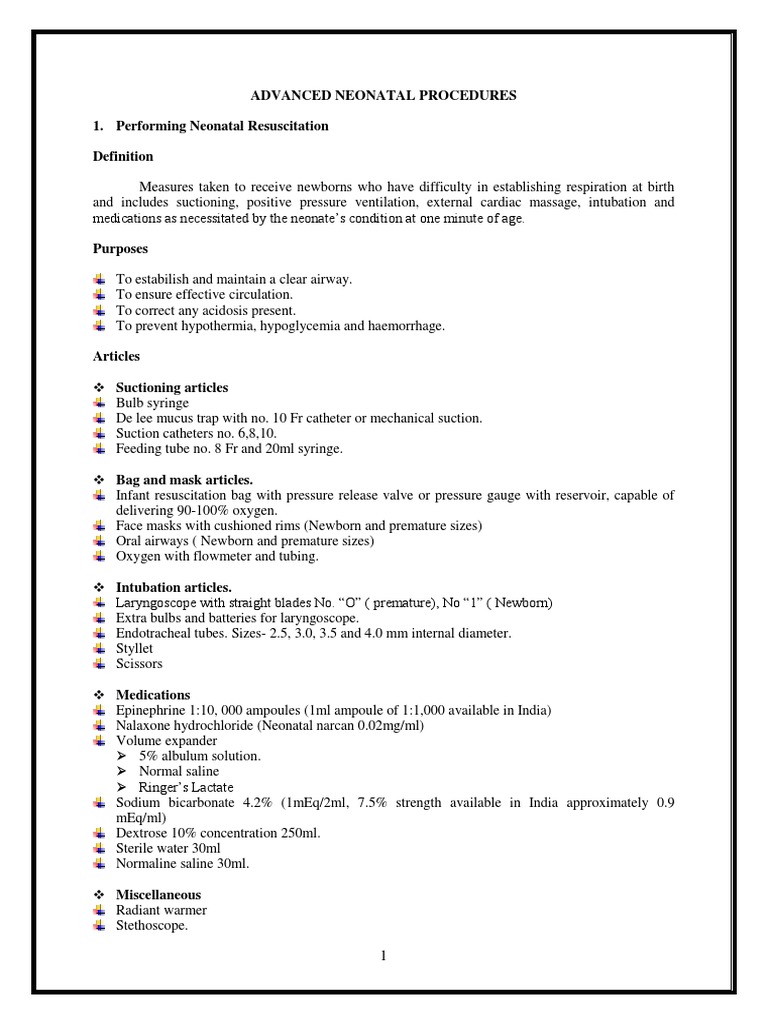 Advanced Neonatal Procedures2 | PDF | Neonatal Intensive Care Unit ...