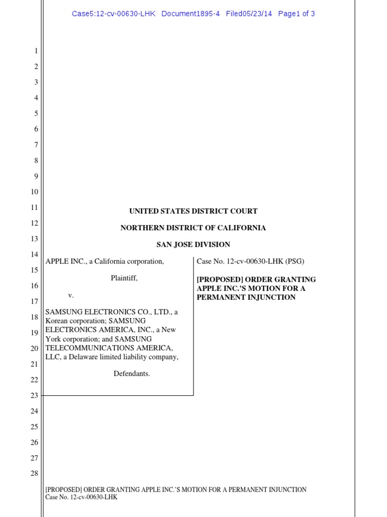 Apple Motion For Permanent Injunction | Download Free PDF | Patent ...