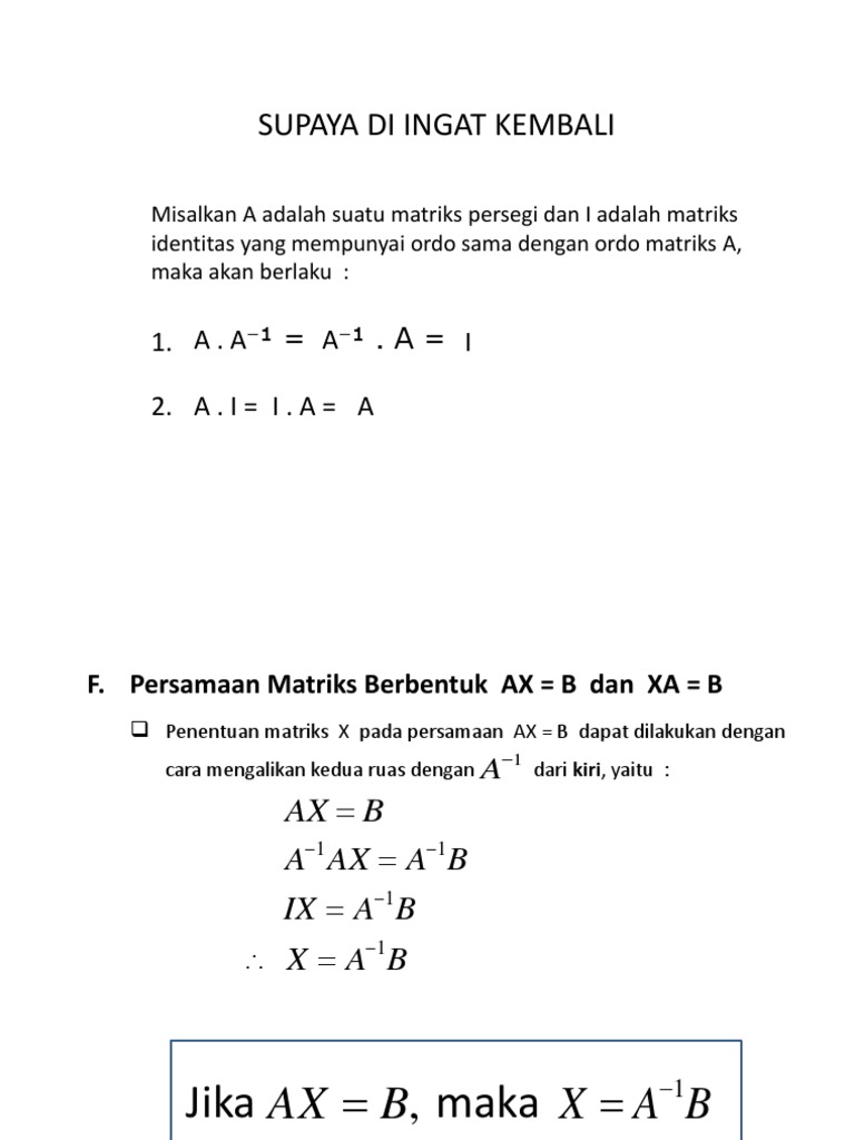 Penyelesaian Persamaan Matriks | PDF