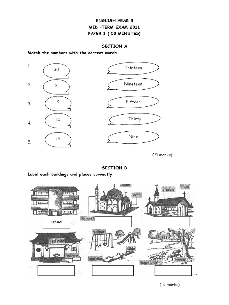 English Year 3 Paper 1 | PDF
