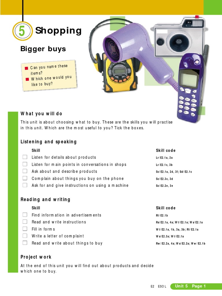 ESOL Learner Materials - Entry 2, Unit 5 | PDF | Carpet | English As A ... ESOL Learner Materials - Entry 2, Unit 5 | PDF | Carpet | English As A ...