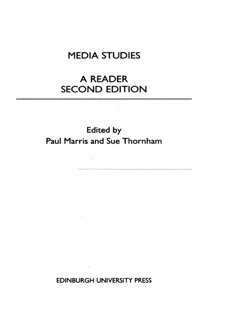 Media Studies: A Comprehensive Reader | PDF | News | Mass Media