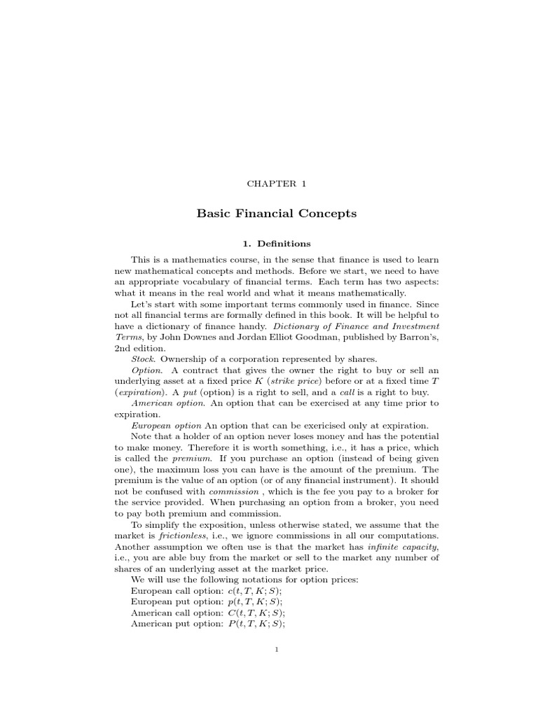 Basic Financial Concepts | PDF | Call Option | Option (Finance)