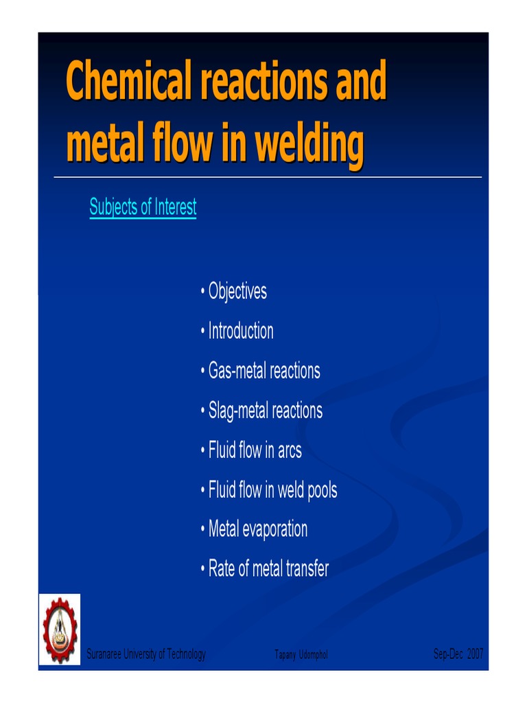 03 - Chemical Reactions and Metal Flow in Welding | PDF