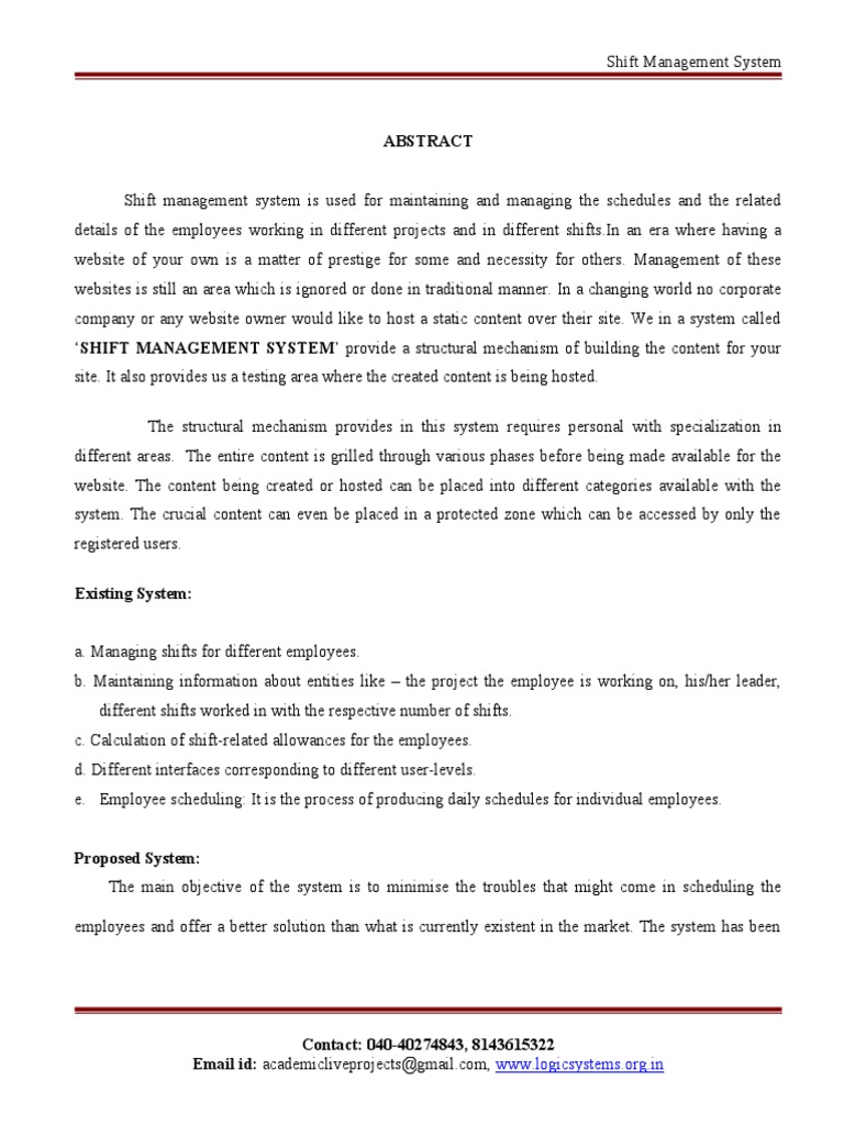 Shift Management System Overview | PDF | Websites | Information ...