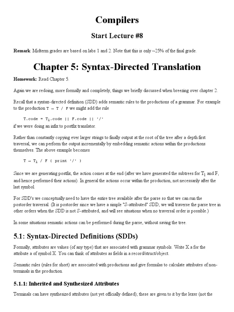 Syntax Directed Translation | PDF | Parsing | Compiler