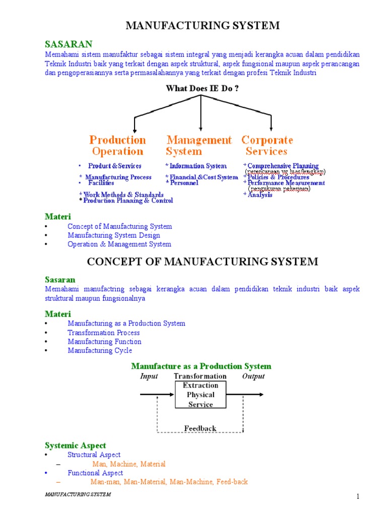 Sistem Manufaktur dalam Teknik Industri | PDF