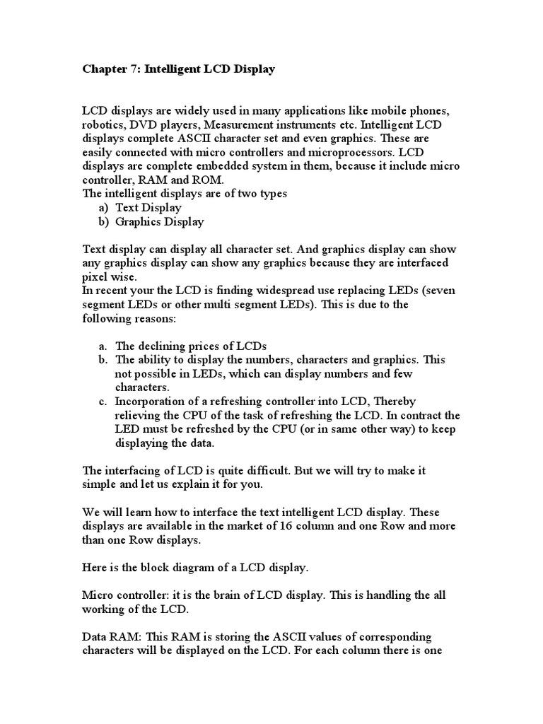 Chapter 7 Intelligent LCD Display | PDF | Liquid Crystal Display ...