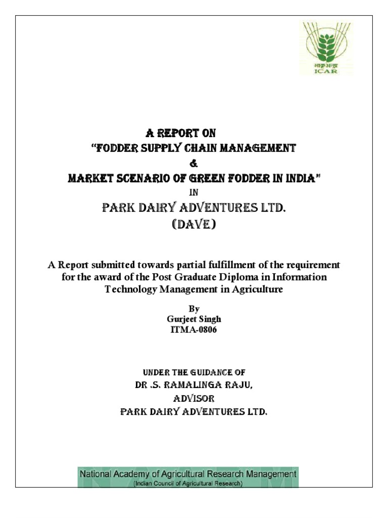 Project Report On Fodder - Singh09 | PDF | Agriculture | Milk