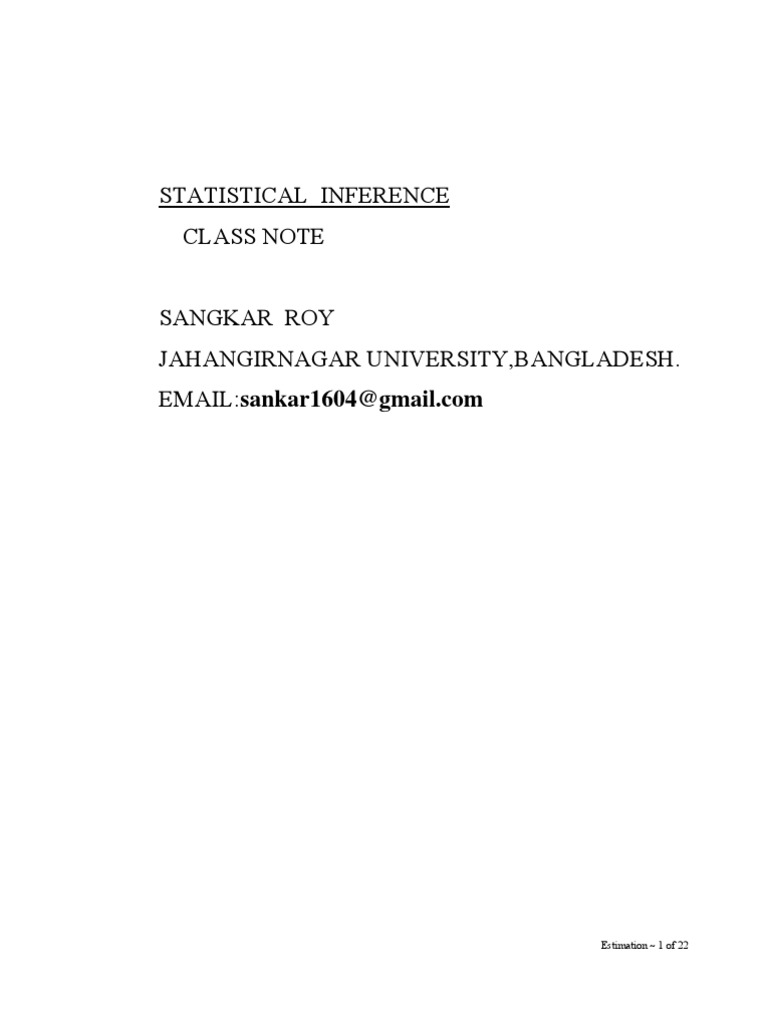 Statistical Inference | PDF | Estimator | Bias Of An Estimator