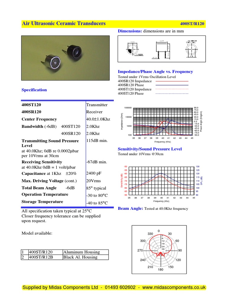 Datasheet Ultrasonik | PDF | Hertz | Resistor
