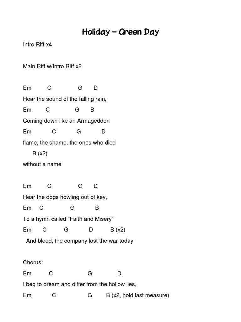 Green Day Ukulele Chords Ukulele Songs By Green Day UkeBuddy