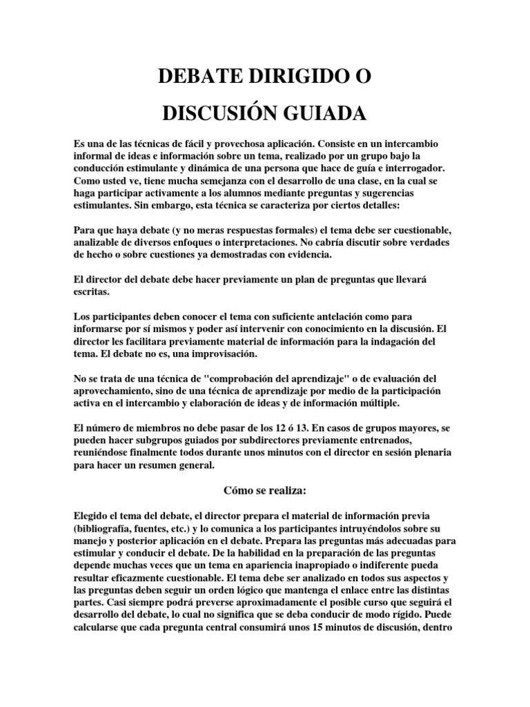 DEBATE DIRIGIDO.docx | Conocimiento | Información | Prueba gratuita de ...