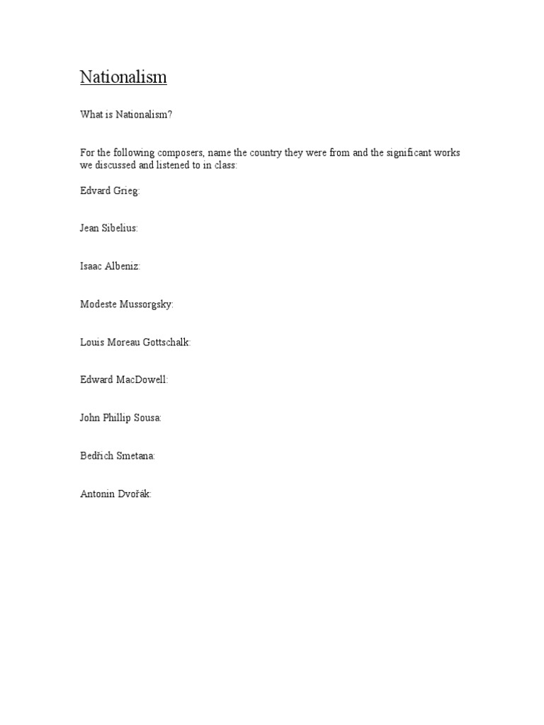 Nationalism Worksheet | PDF