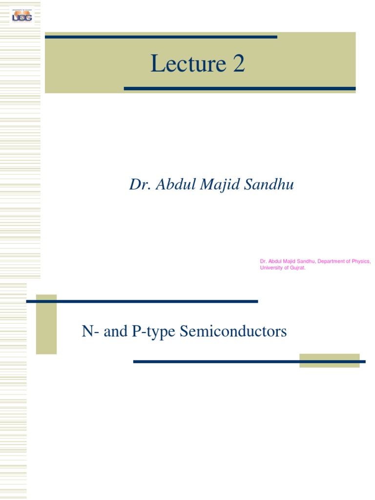 Lecture 2 N and P Type Semiconductors | PDF | P–N Junction | Doping ...