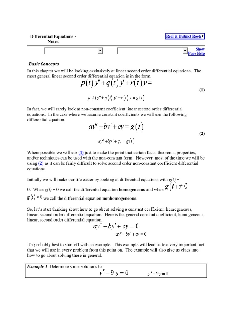 Differential Equations - Notes: Basic Concepts | PDF | Differential ...