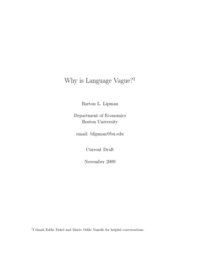 Understanding Language Vagueness | PDF | Vagueness | Rationality