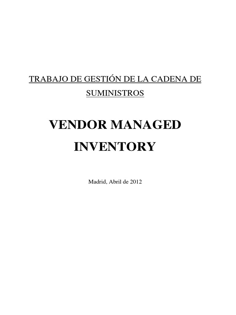 VMI Vendor Managed Inventory | PDF | Al por menor | Microeconomía