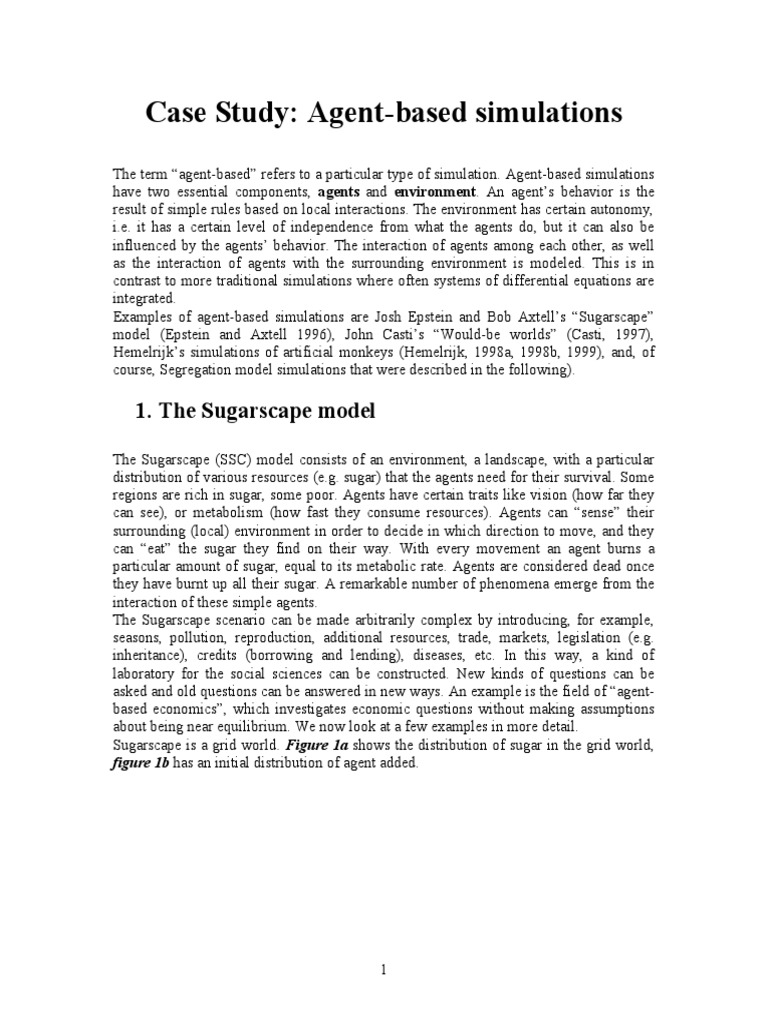 Case Study: Agent-Based Simulations: 1. The Sugarscape Model | PDF | Agent Based Model | Prices