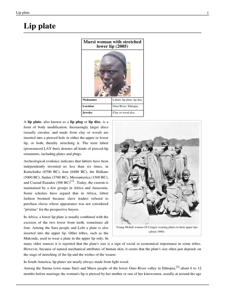 Lip Plate | PDF | Human Appearance | Human Body