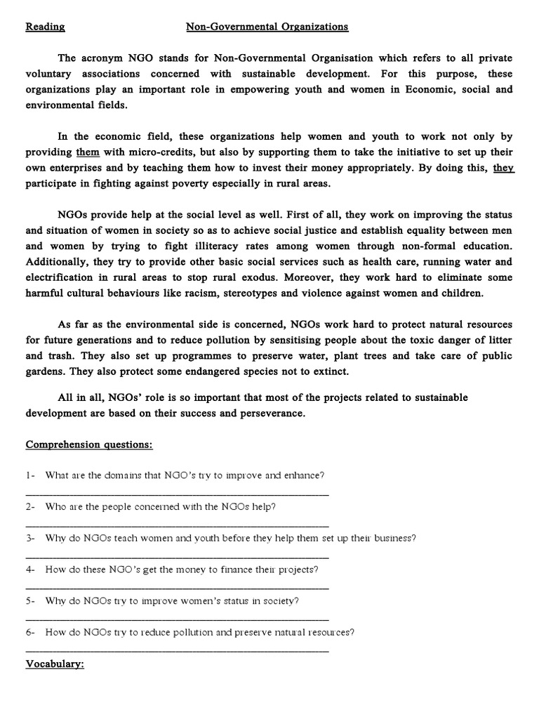 Global Test On NGOs | PDF | Non Governmental Organization | Sustainability