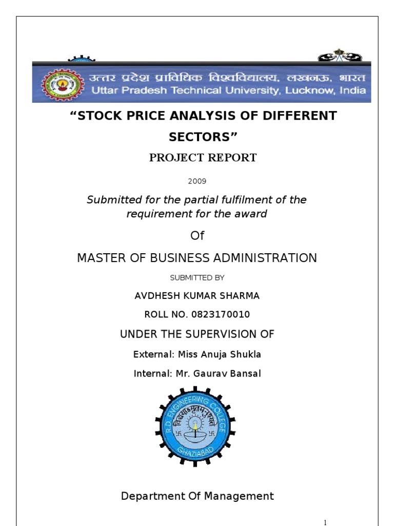 "Stock Price Analysis of Different Sectors" Project Report: of Master ...